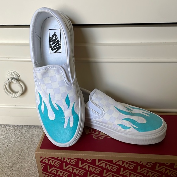 Vans | Shoes | Classic Slip On Checkerboard Shoe Custom Painted | Poshmark
